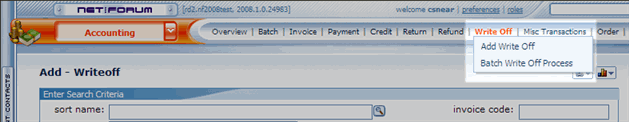 Write-Off – NetForum Support