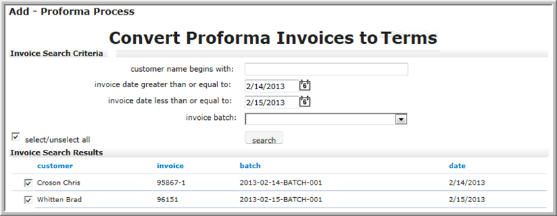 Converting a Proforma Invoice to a Terms Invoice – NetForum Support