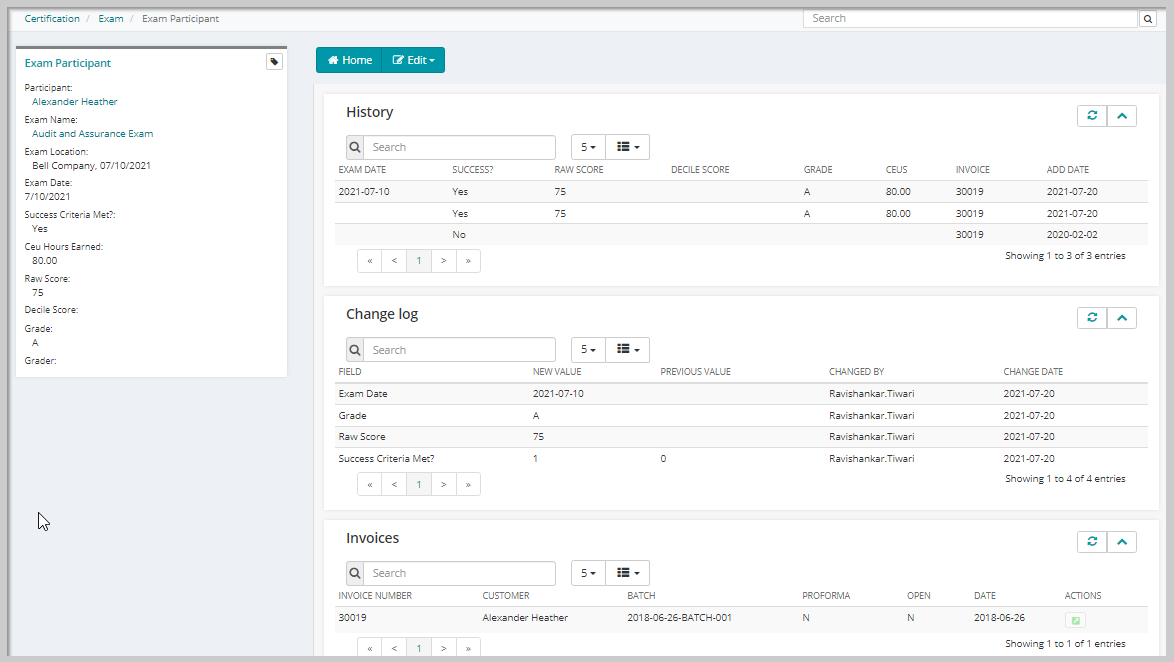 Exam Participant Profile – NetForum Support