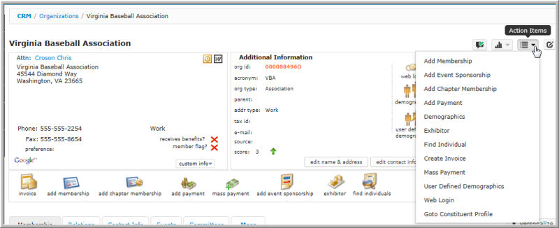 Organization Profile – NetForum Support