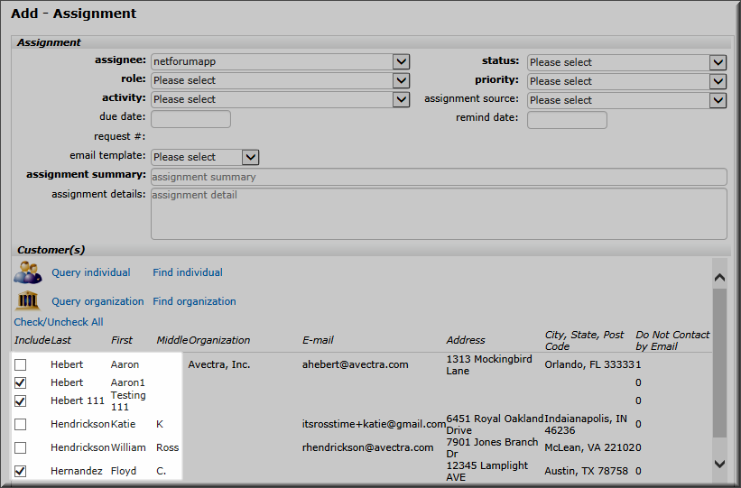 Add Assignment (Group) – NetForum Support