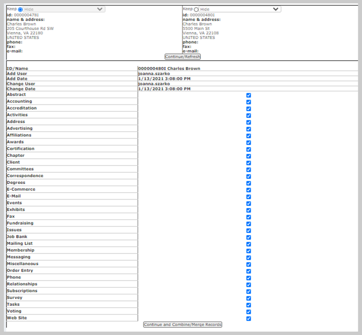 Combine And Merge Duplicate Records Netforum Support 1959