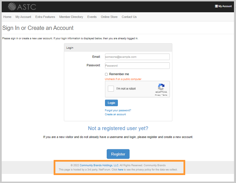 Updating the Privacy Policy Message for eWeb Site – NetForum Support
