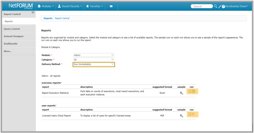 Running a Report – NetForum Support