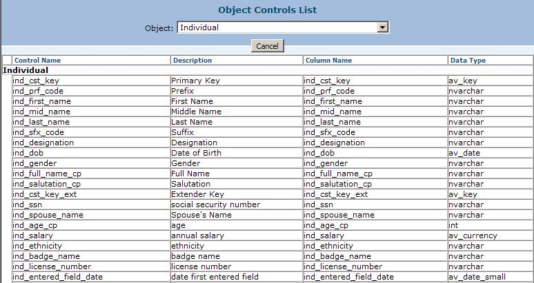 Object Controls List – NetForum Support