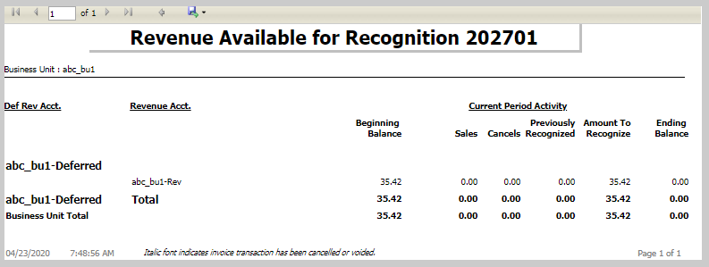 Generating a Deferral Revenue Available for Recognition Report ...