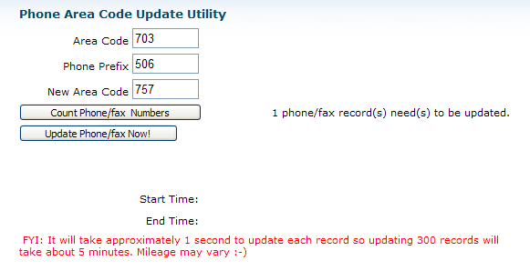 Area Code Update – NetForum Support