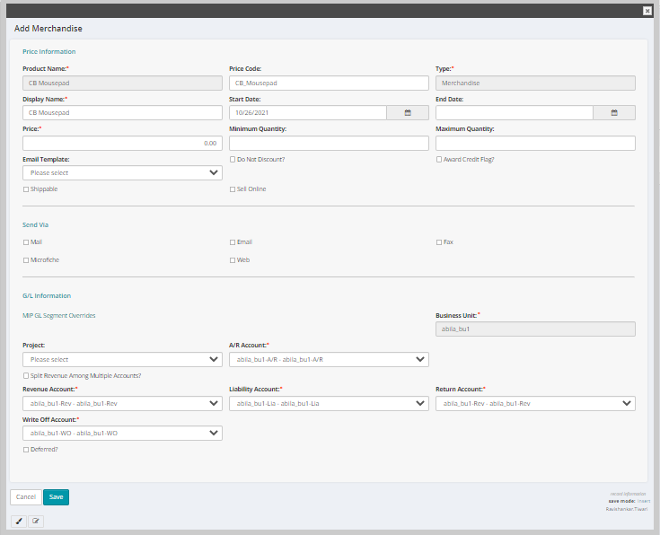 Add and Edit Merchandise Price – NetForum Support
