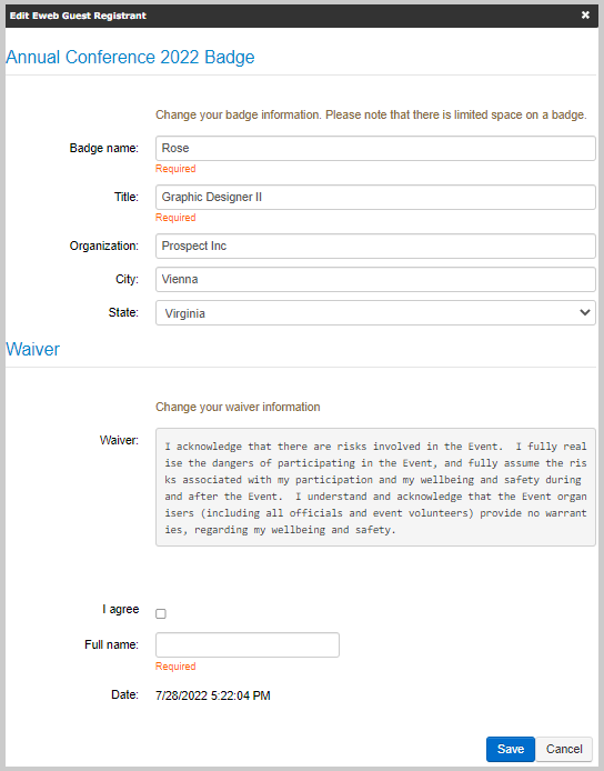 Updating the Waiver Information Through eWeb – NetForum Support