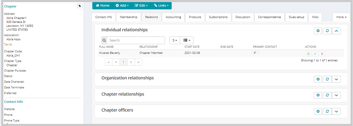 Individual/Chapter Relationships – NetForum Support