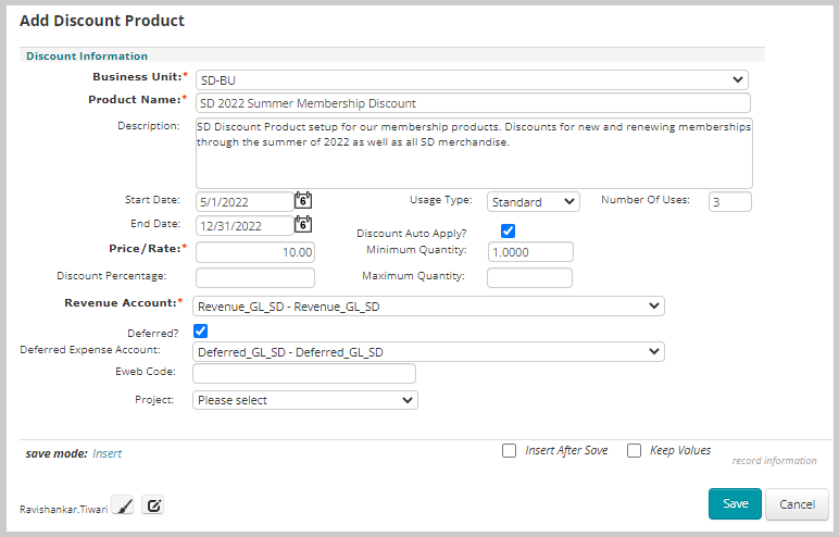 Discount Product – NetForum Support