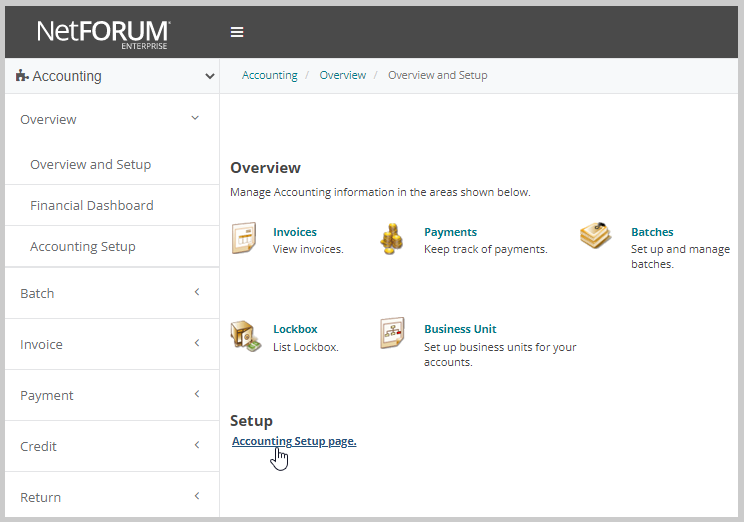 Accounting Setup – NetForum Support