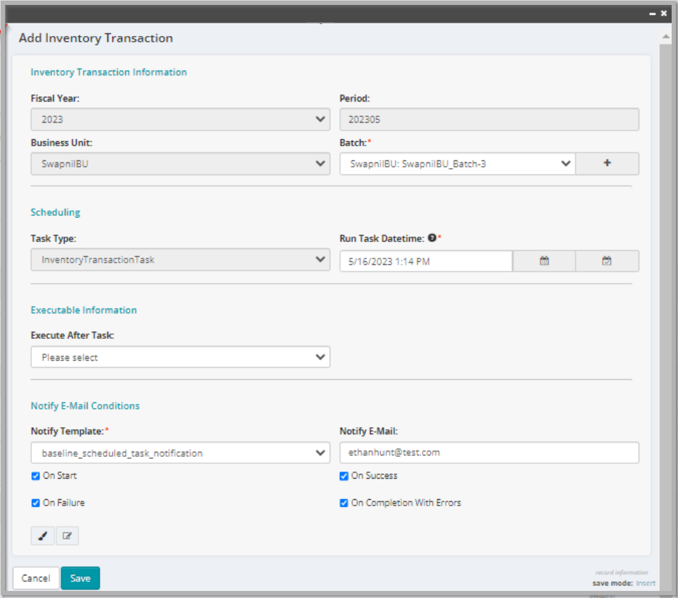 Inventory Transaction Scheduled Task – NetForum Support