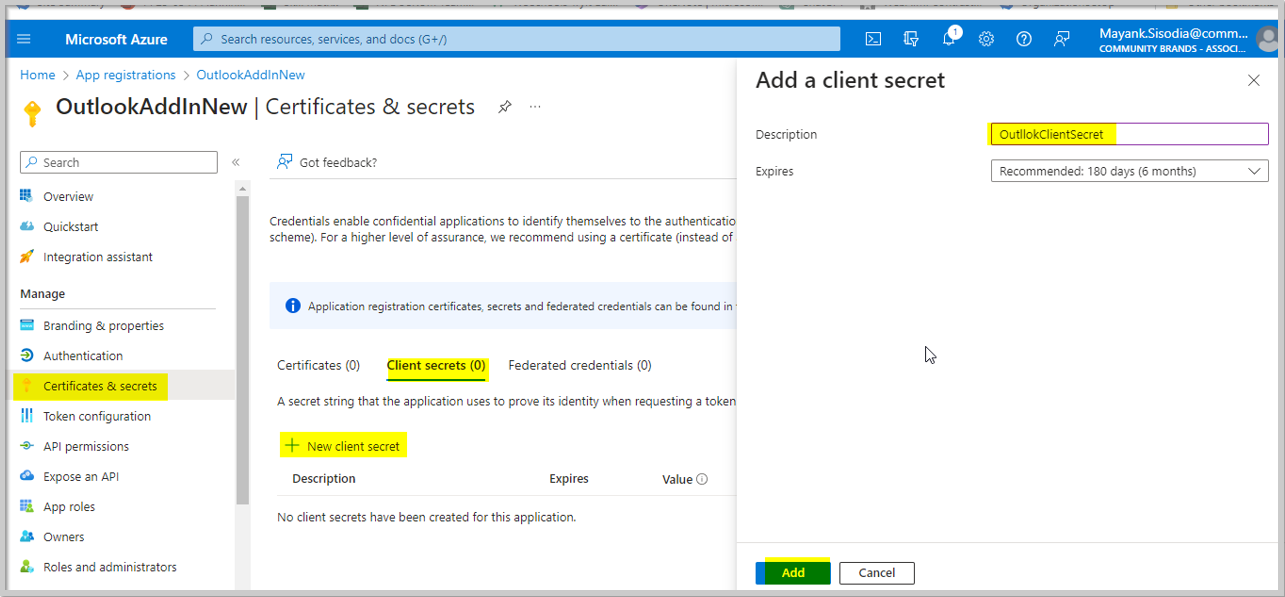 Outlook Add-In with MFA – NetForum Support
