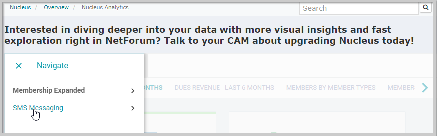 Nucleus Analytics: SMS Messaging Dashboard – NetForum Support