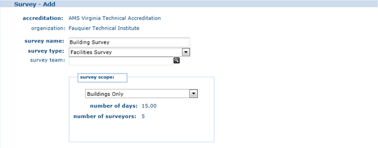 Accreditation - Adding a Survey Area – NetForum Support
