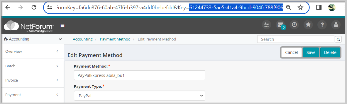 PayPalPaymentMethodKey – NetForum Support