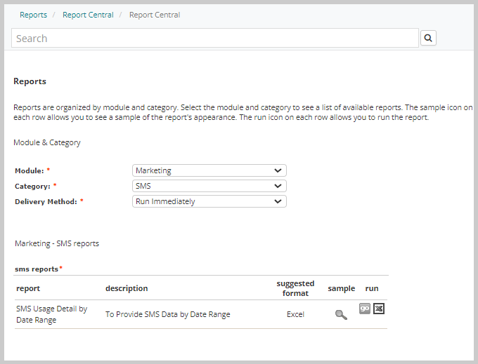 SMS Usage Detail by Date Range Report – NetForum Support
